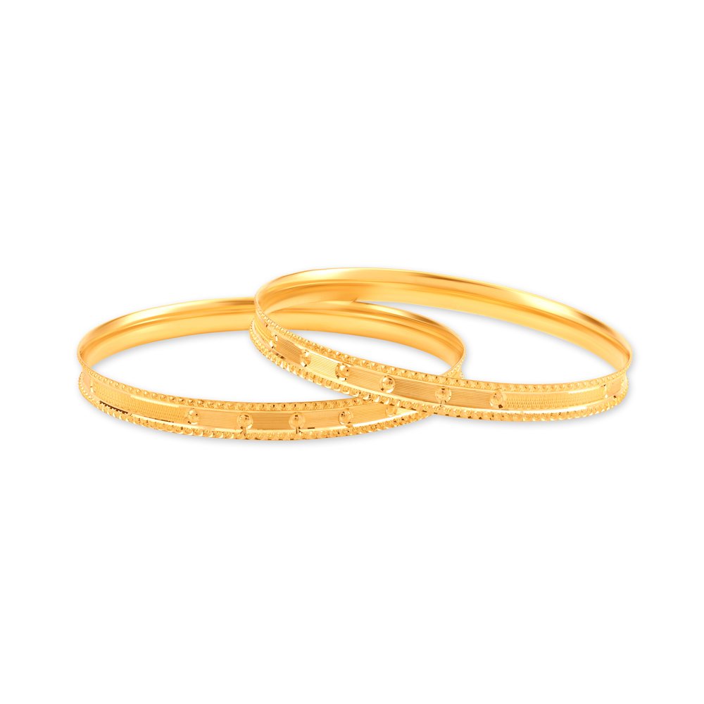 Buy Shimmering Yellow Gold Embossed Bangles at Best Price | Tanishq US