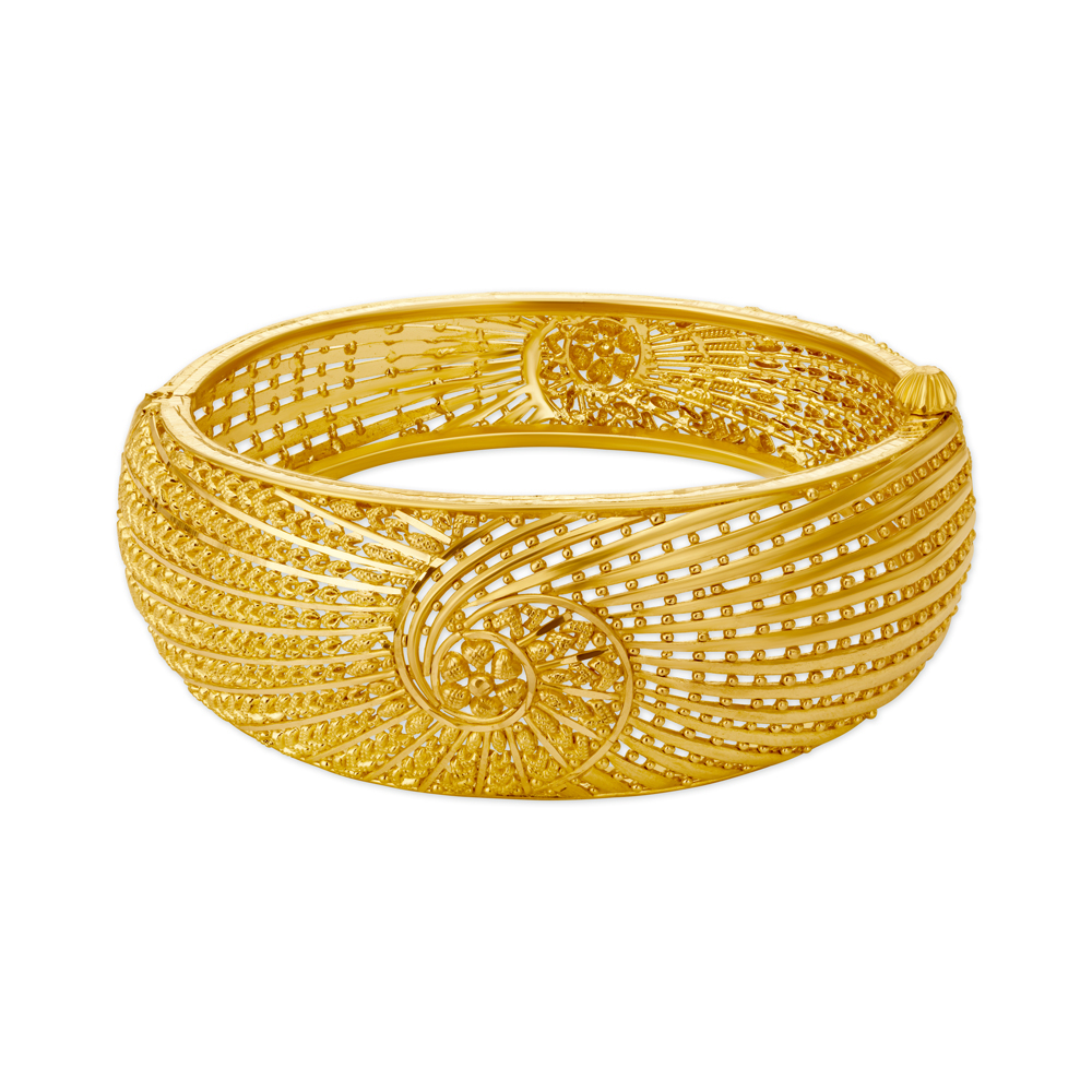 Buy Radiant 22 Karat Yellow Gold Spiral Matrix Bangle at Best Price ...