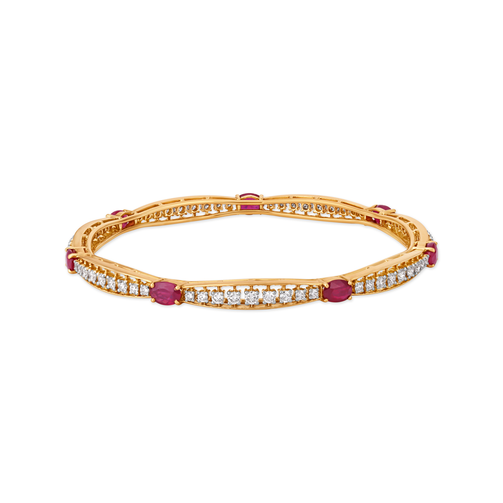 Buy Enticing Diamond and Ruby Bangle at Best Price | Tanishq US