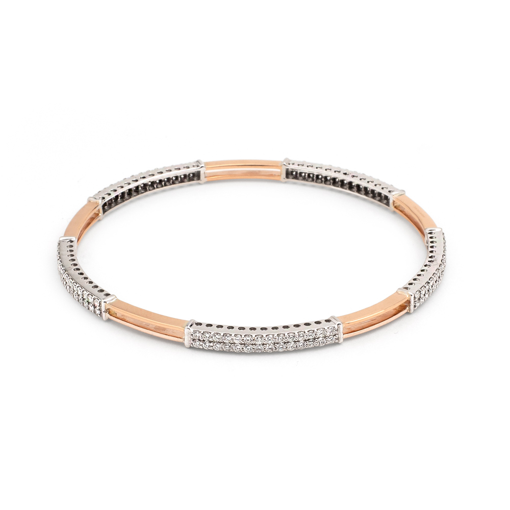 Buy Timeless Harmony White and Rose Gold Diamond Bangle at Best Price | Tanishq US