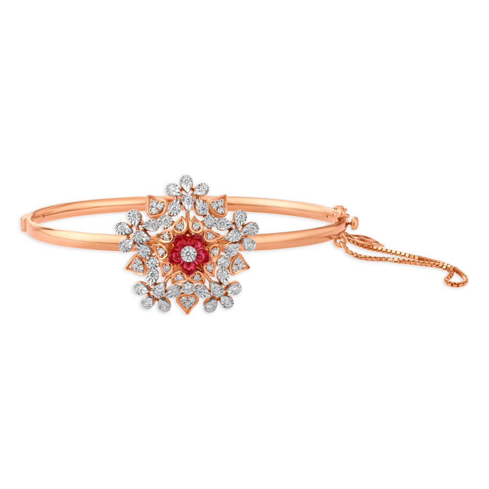 Buy Charming Ruby and Diamond Floral Bangle at Best Price | Tanishq US