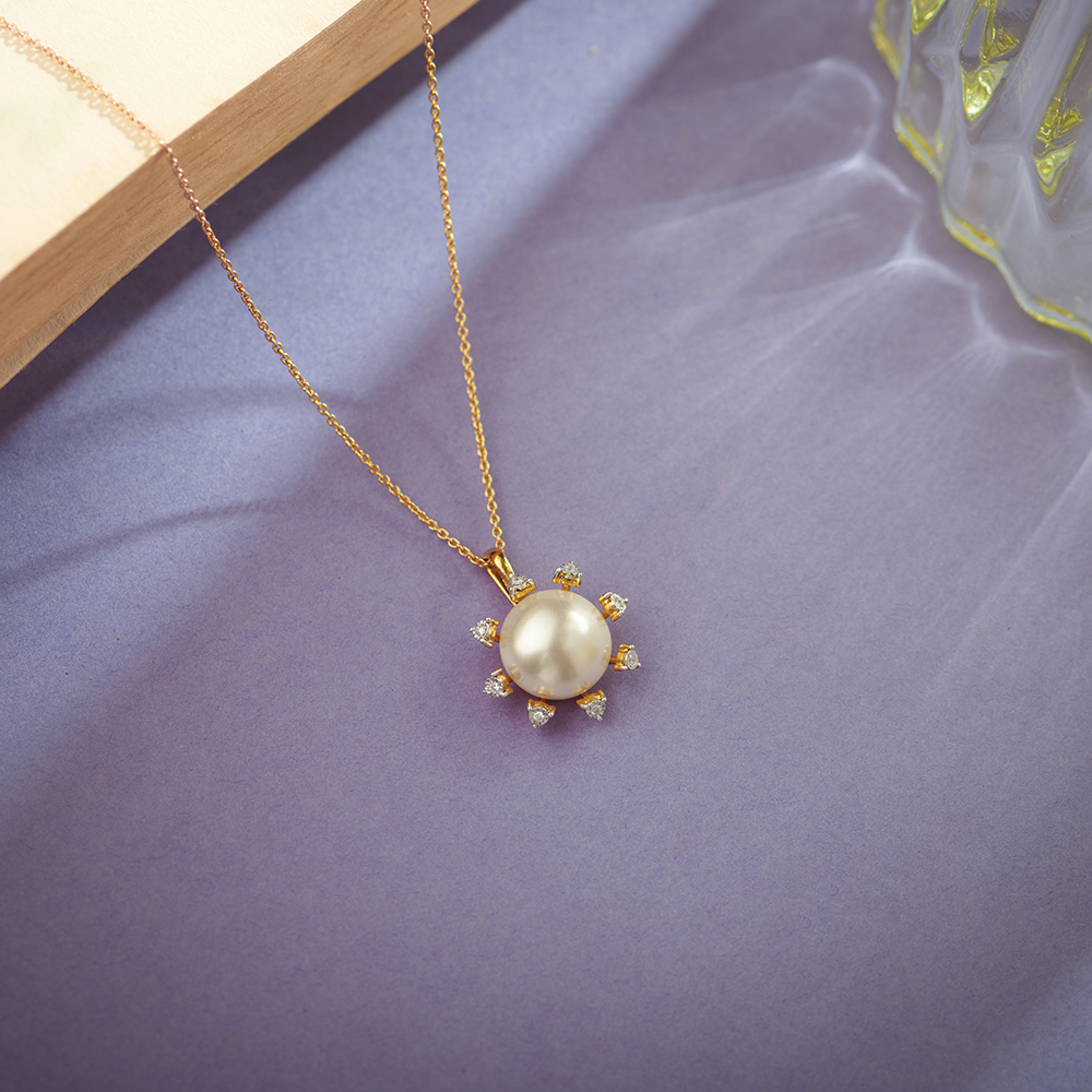 Buy Stunning Sun Inspired Diamond Pendant in White and Rose Gold at ...