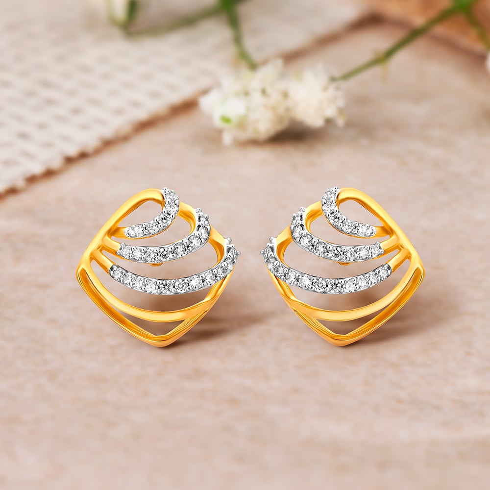 Buy Striking Geometric Diamond Round Stud Earrings at Best Price ...