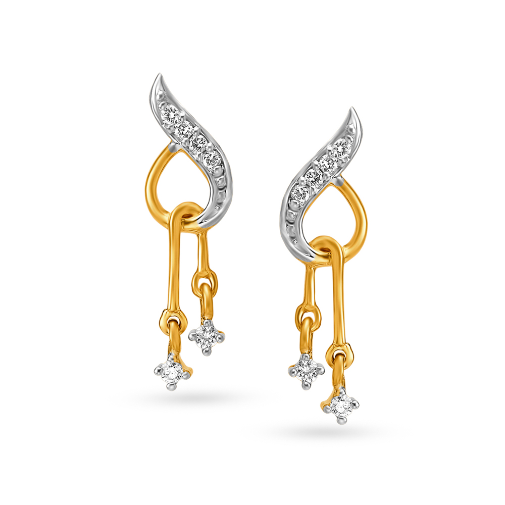 Buy Flame Shaped Diamond Drop Earrings at Best Price | Tanishq US