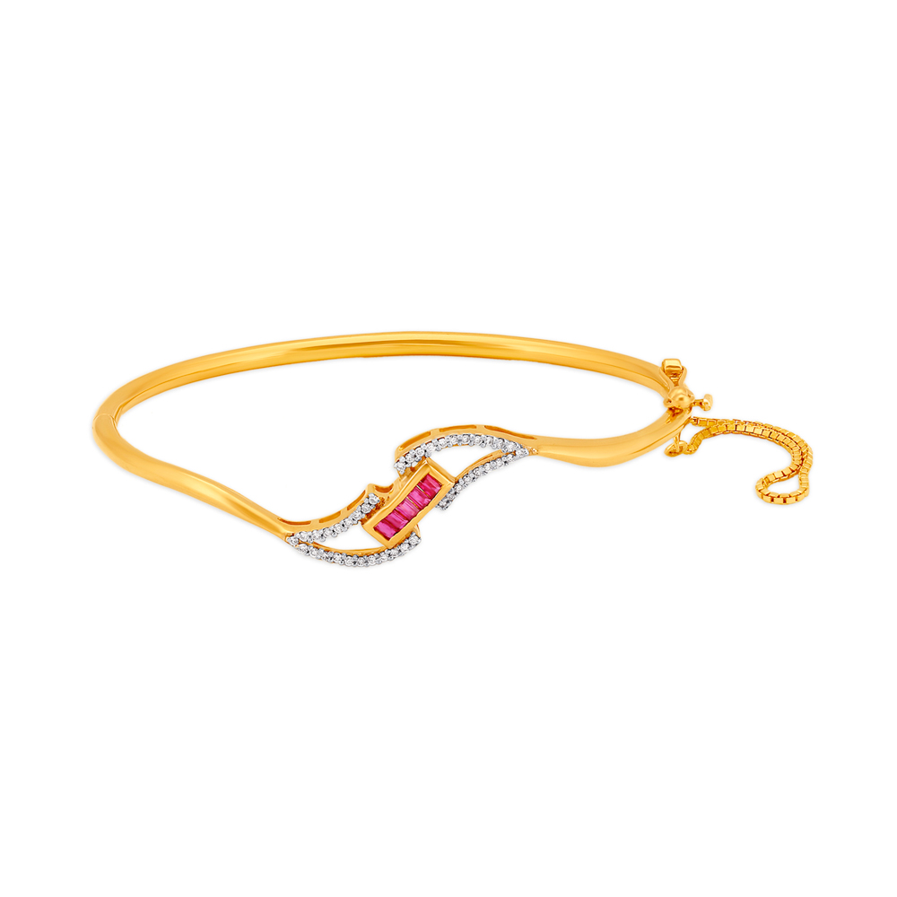 Buy Amalia Diamond and Ruby Bangle at Best Price | Tanishq US