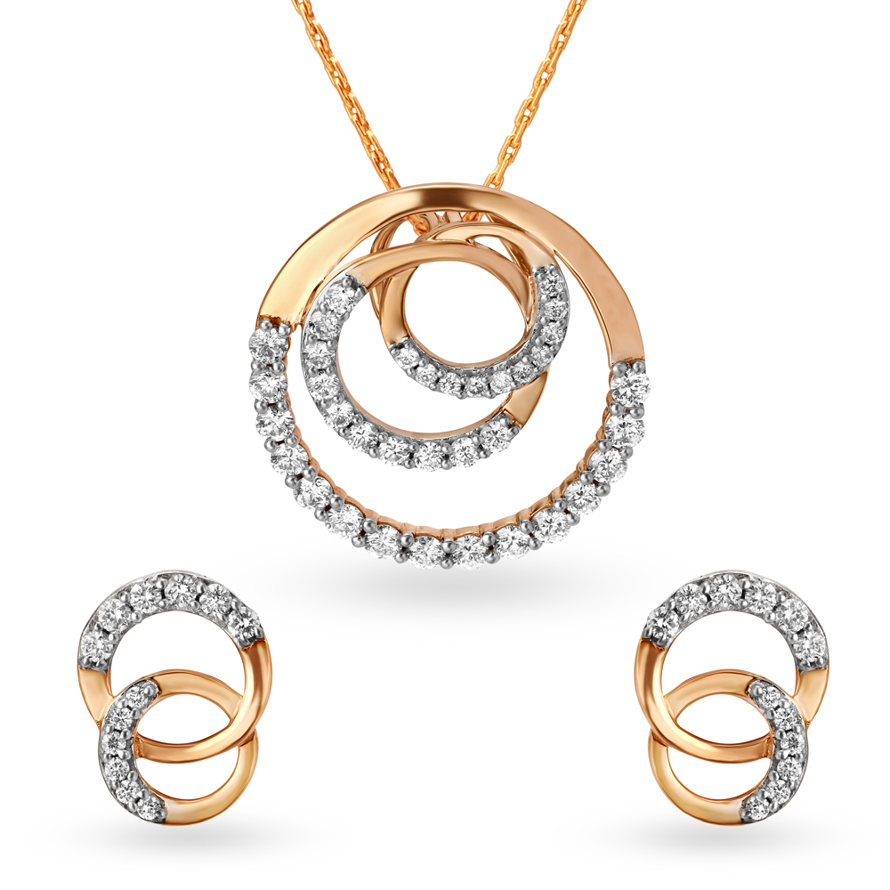 Buy Link Circular Diamond Pendant And Earrings Set at Best Price ...